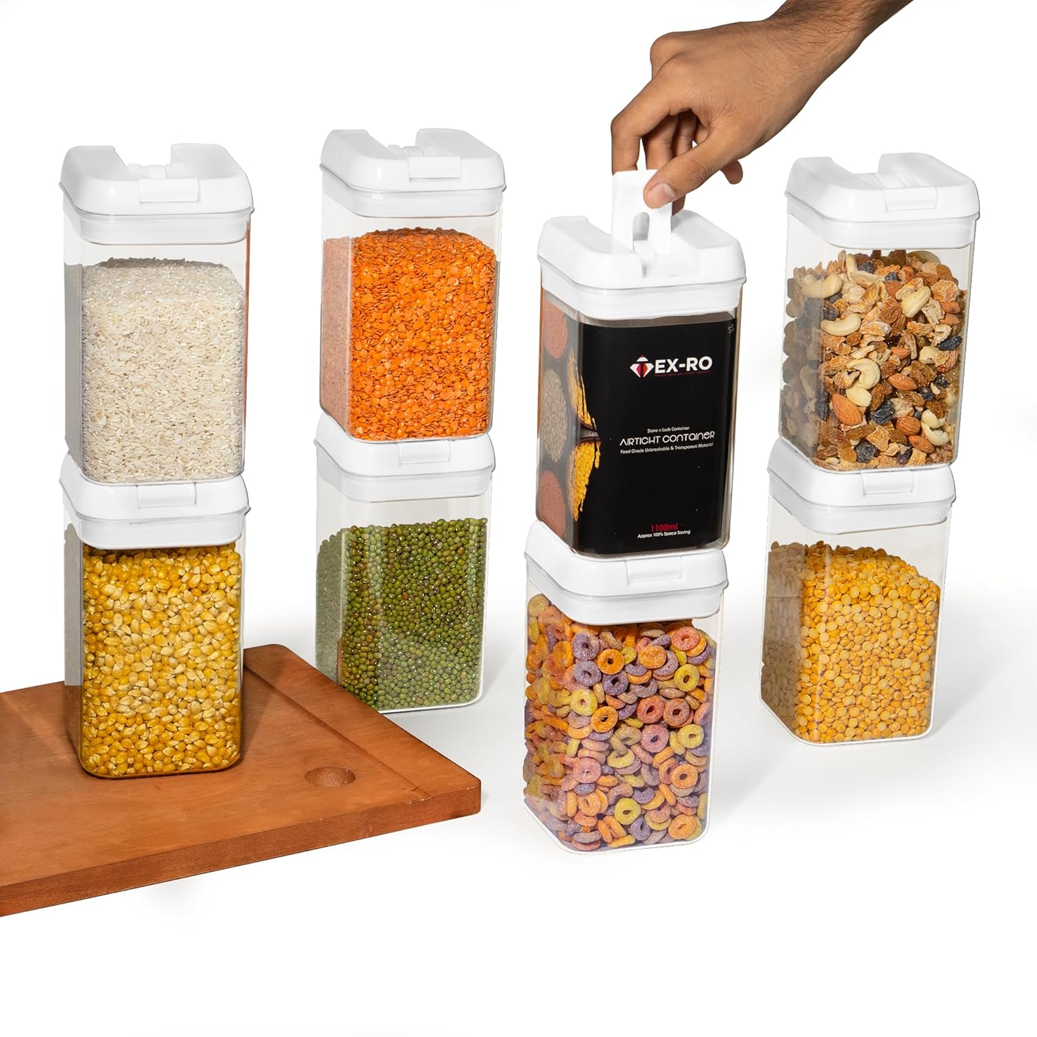White Air-Tight kitchen Containers Set | BPA-Free, Clear & Stackable ...