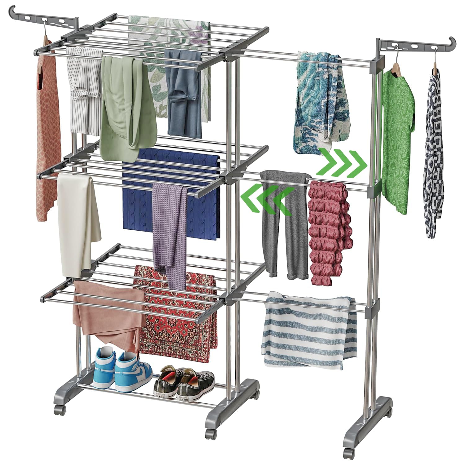Multi Layer Foldable Steel Cloth Drying Stand | Heavy-Duty – texro.in